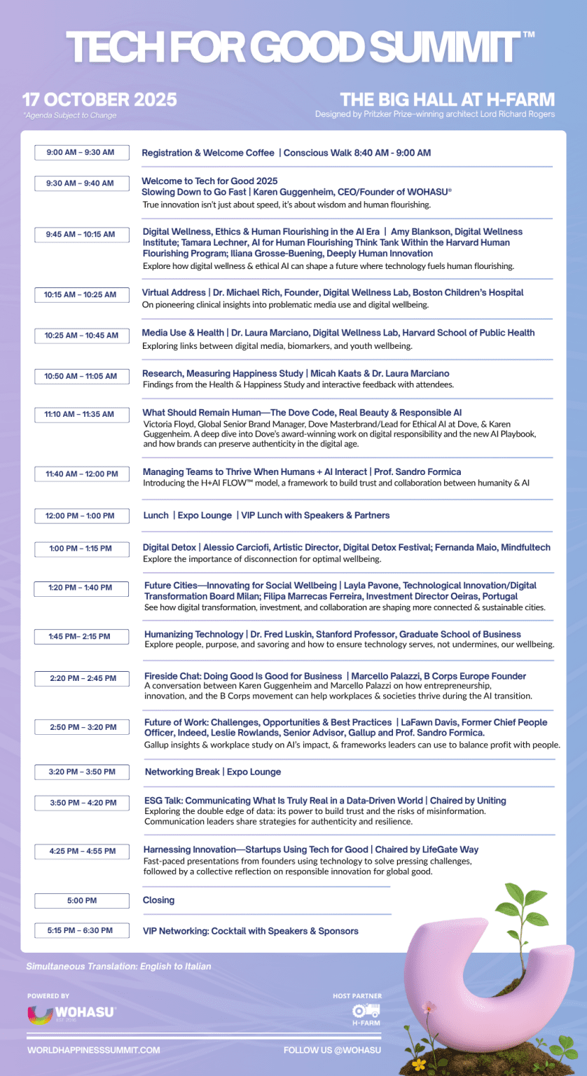 WOHASU Tech for Good Summit™ Agenda 2025 | Venice, Italy